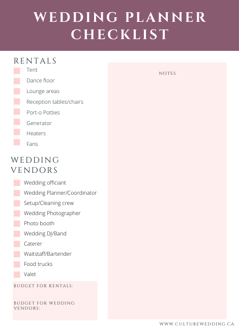 FREE Printable Backyard Wedding Checklist For Outdoor Weddings – Culture Weddings Printable Store