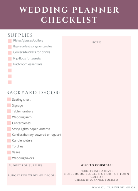 FREE Printable Backyard Wedding Checklist For Outdoor Weddings ...