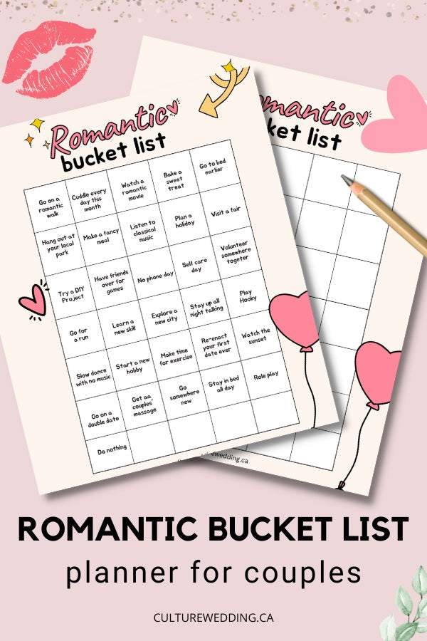Romantic Bucket List Printable For Couples – Culture Weddings Printable ...